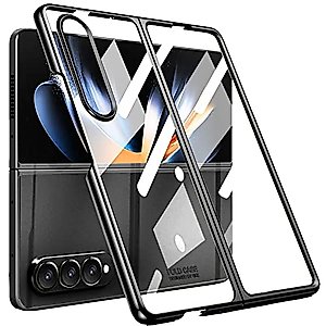 Miimall Compatible for Samsung Galaxy Z Fold 4 Case with Built-in Screen Protector, Hard PC Slim Thin Shockproof Heat Dissipation Shell Anti-Scratch Case Protector Bumper for Z Fold 4 5G 2022(Black)