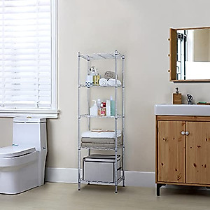 Finnhomy Heavy Duty 5 Tier Wire Shelving Unit, 18x18x59-inches 5 Shelves Storage Rack, Metal Shelving with Thicken Steel Tube, NSF Certified, Chrome