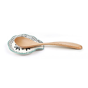 heart & home Ceramic Spoon Rest For Kitchen, Hand Stamped Spoon Holder For Stove Top, Kitchen Utensil Spoon Rest, 5.5‘’L