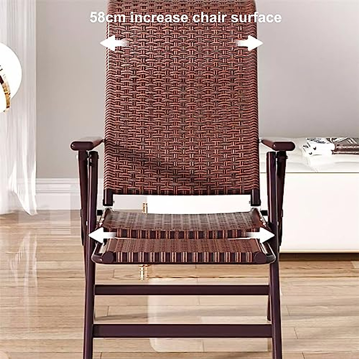JHKZUDG Folding Patio Rocking Chairs,Garden Rattan Chairs,Portable Rocking Chair,PE Rattan Rocking Chair with Steel Frame, for Garden, Backyard, Porch