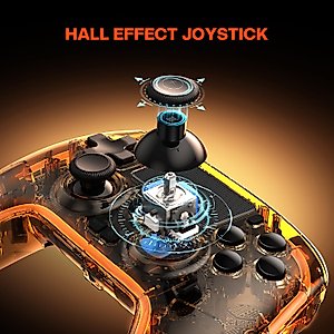 NYXI Wireless Controller for PS4, Hall Effect Joysticks Triggers, Transparent Controller with Breathing RGB Light, Programmable Buttons, 3.5mm Audio Jack Compatible with PS4/PC/iOS/Android