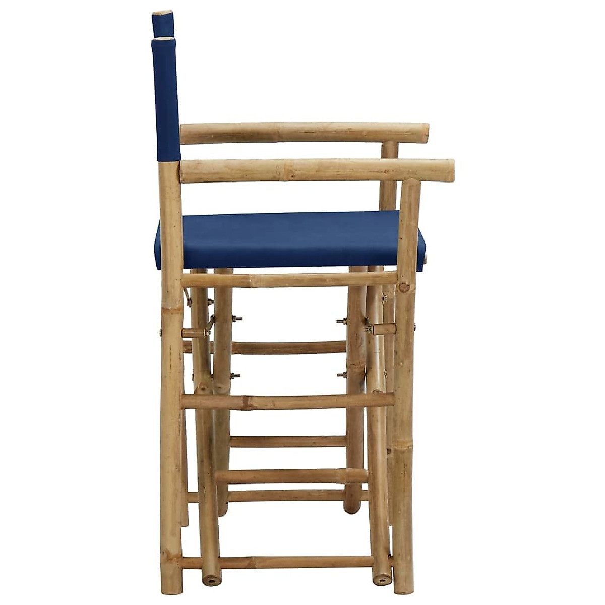 MNISDFL Folding Director's Chairs 2 pcs Blue Bamboo and Fabric, Patio Dining Chairs, Outdoor Patio Chairs Set for Garden, Balcony, or Poolside