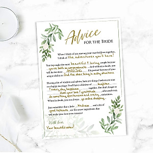 Bridal Shower Games (Set of 5 Activities for 50 Guests) - 5x7 Cards, Double-Sided, Floral Rustic Greenery Theme - Includes Marriage Advice Cards, Bridal Emoji - Wedding Shower Decorations Favors Party Supplies