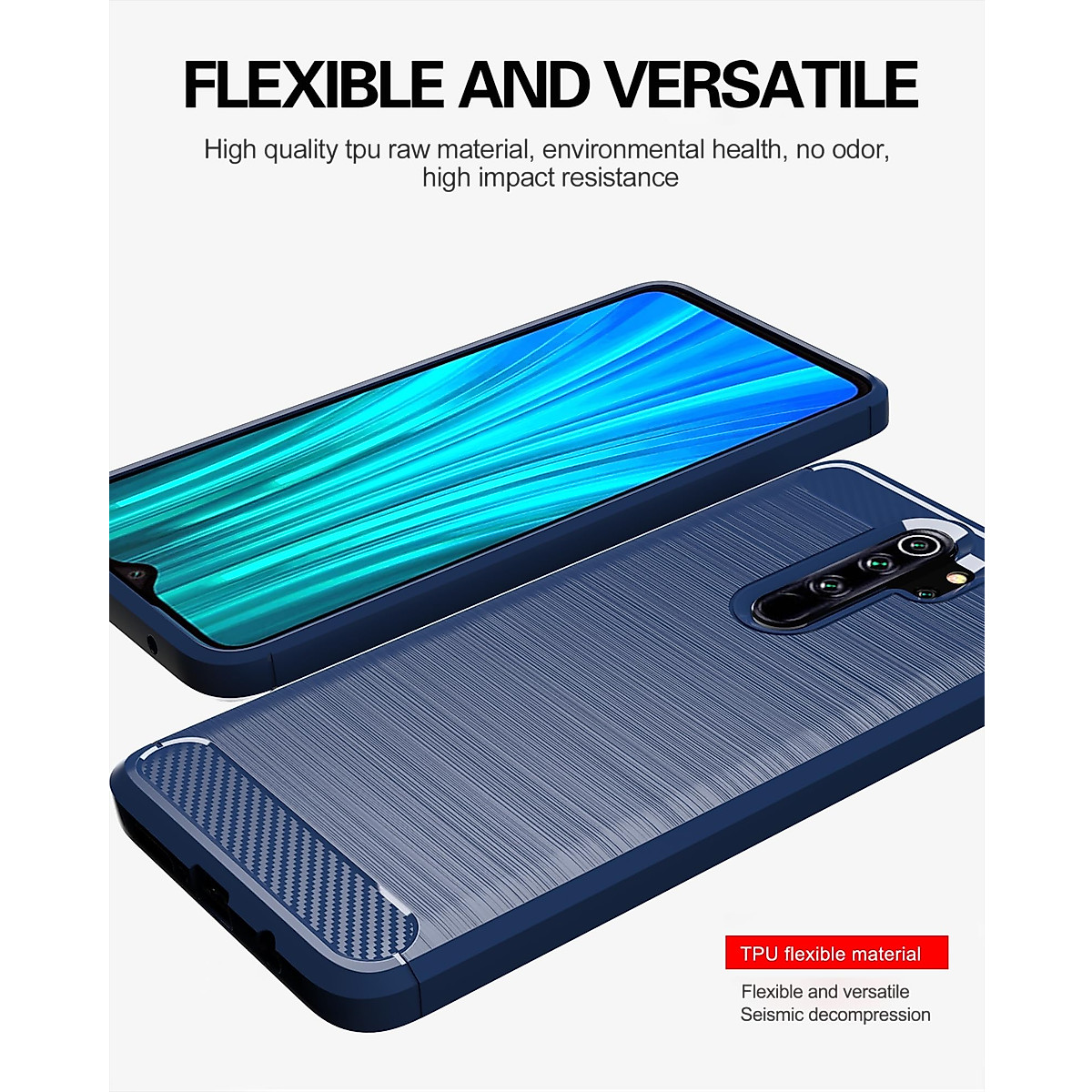 EUAGVQY for Xiaomi Redmi Note 8 Pro Case Carbon Fiber Soft TPU Anti-Slip Durable Lightweight Protective Phone Cover for Redmi Note 8 Pro,Black
