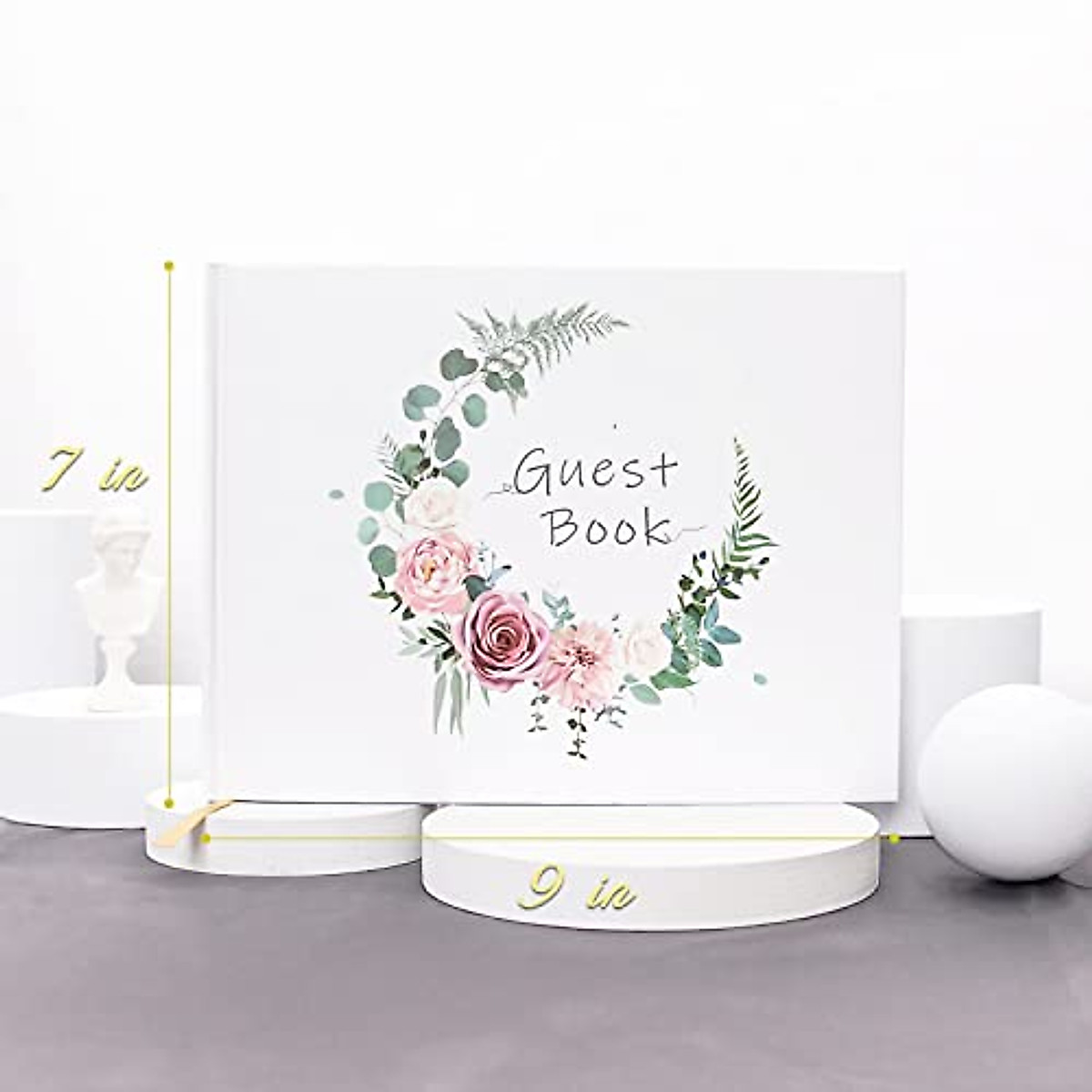 Vienrose Wedding Guest Book Registry Sign-in Book with 123 Blank Lined Pages Gilded Edges Hardcover Book for Wedding Baby Shower Birthday