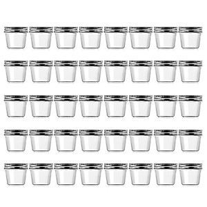novelinks 4 Ounce Clear Plastic Jars Containers With Screw On Lids - Refillable Round Empty Plastic Slime Storage Containers for Kitchen & Household Storage - BPA Free (40 Pack)