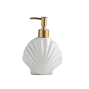 Soap Pump Dispenser White Ceramic Liquid Soap Dispenser Starfish Shell Shape Bathroom Sub Bottling Shower Bottle with Golden Matte Pump Home Décor for Bathroom Kitchen Bottles Dispenser (Color : Bras