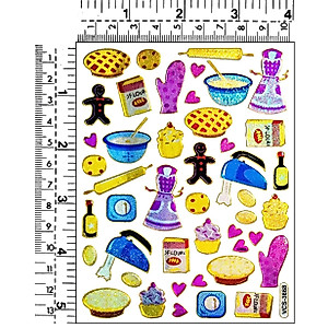 Stickers Glitter Pack 10 Sheets Heat Resistant Gloves pies Cookies Baking Utensils Label Cartoon Sticker Craft Scrapbooking Diary Book Phone Photo Album Decorations Supplies Art Decal (14)