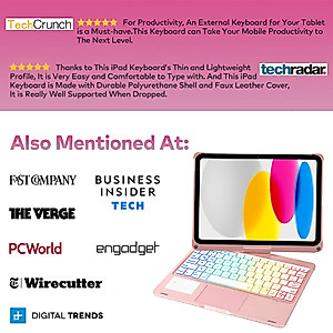 Touchpad iPad 10th Generation Case with Keyboard 10.9" 2022, Magic 360°Rotatable & Swivel Keyboard with Multi-Touch Trackpad, 7 Color Backlit with Pencil Holder for Latest iPad 10th Gen 2022 Rose Gold