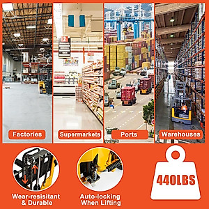 VisHomeYard Pallet Truck Trolley, Lift Table, 440 lbs 35.4“ Max Lift with 8” Wheels, Swivel Casters, Hand Forklift