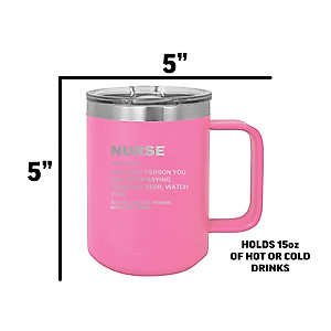 Rogue River Tactical Funny Nurse Noun Stainless Steel Coffee Mug Travel Tumbler With Lid Novelty Cup Great Gag Gift Idea RN CNA Psych Tech Pink