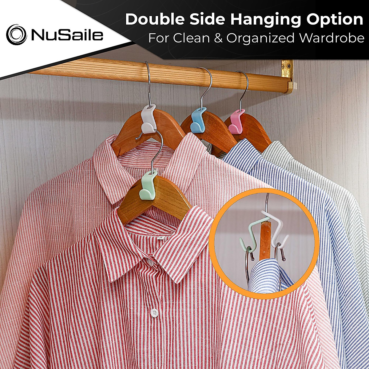 NuSaile Clothes Hanger Connector Hooks - Cascading Hanger Hooks Extensions for Clothes - Sturdy Plastic Hanger Extender Hooks for Closet Organization - Closet Hanger Organizers - 100pc Black