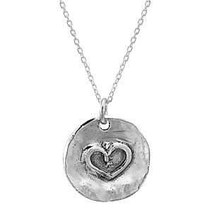 Silpada 'Language of Love' Heart Disc Pendant Necklace in Sterling Silver, 16" + 2"