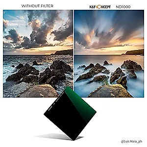 K&F Concept 100x100mm Square ND Filter Kit ND1000 (10 Stop) + 1x Filter Holder + 8 x Filter Rings with 28 Multi-Layer Coatings Compatible with Canon Nikon Camera Lens