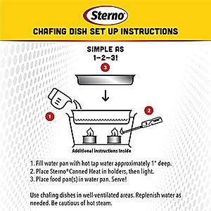Sterno Party Pack Disposable Aluminum Chafing Dish Buffet Set with Green Canned Heat Warmers, Wire Racks, Foil Pans, and Serving Utensils, 3 Pack, Silver
