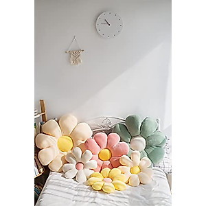 Cekilovs Flower Pillow,Flower Floor Pillow Flower Shaped Pillow Flower Cushion Flower Throw Pillow,Luxurious Bedroom Sofa Seating Cushion Plush Pillow(Green,15.7'')