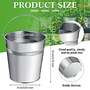 Rtteri 30 Pcs Small Galvanized Metal Buckets Bulk 5 X 4.5 Inches with Chalkboard Labels and Dry Erase Pen Snack Baskets for Wedding Decorations, Garden Planters, Party