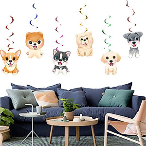 12 Pcs Dog Paw Prints Puppy Hanging Swirls Ceiling Streamers Decorations, for Dog Paw Prints Birthday Party Favors Supplies and Baby Shower Decorations