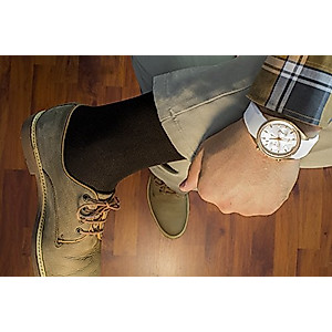 Hugh Ugoli Men's Bamboo Dress Socks for Business & Trouser, Thin & Seamless Crew Socks, 4 Pairs with Gift Box, Shoe Size 8-12, Assorted, Shoe Size: 8-12