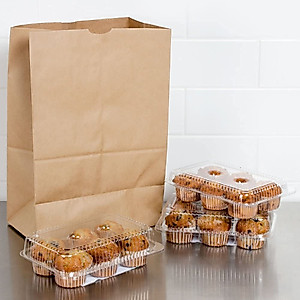 Shop&Save Large Paper Grocery Bags, 12x7x17 Kraft Brown Heavy Duty Barrel Sack 57 Lbs ,Grocery Shopping Takeout Bags 25