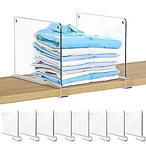 Shelf Dividers, Acrylic Divider Closet Organization, Clear Shelves Separators, 8 Pack, 11"x8", Plastic, Vertical Shelving Organizer, For Closets, Store, Clothes, Purse, Sweater, with Clip | Houseables