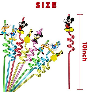 25pcs Mouse Straws Mouse Party Supplies Favors With 2pcs Cleaning Brush Plastic Reusable Straws Birthday Party Supplies Gifts For Boys Girls Kids