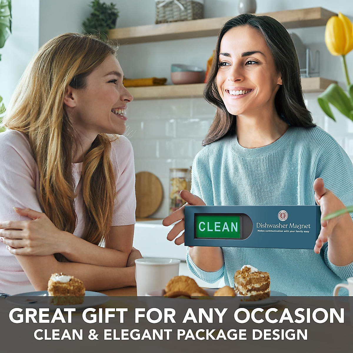 Premium Clean Dirty Dishwasher Magnet, Dirty Clean Sign for Dishwasher Easy to Read and Strong Slide for Changing Signs, Heavy Duty Magnet with Optional Stickers (Red & Green (Black))