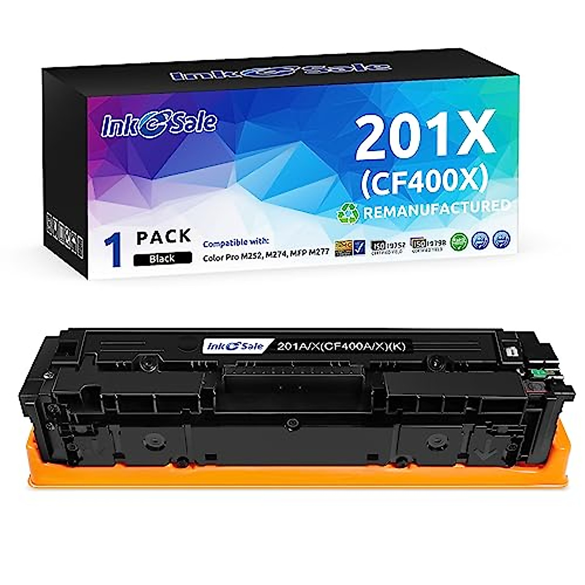 INK E-SALE Replacement for HP CF400X HP 201X HP CF400A Black Toner Cartridge for use with HP Color Laserjet Pro MFP M277dw M252dw MFP M277n M252n Printer, 1 Pack