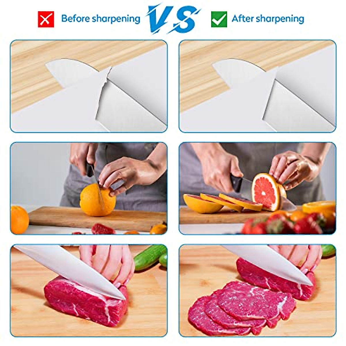 Whetstone Knife Sharpening Stone 4 Side Grit 400/1000 3000/8000, Professional Whetstone Knife Sharpener, Knife Sharpening Kit with Non-Slip Bamboo Base, Leather Strop, Flattening Stone & Angle Guide