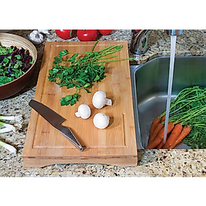 Lipper International Bamboo Wood Over-The-Sink/Stove Kitchen Cutting and Serving Board, Large, 20-1/2" x 11-1/2" x 2"