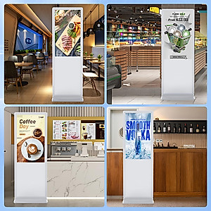 55 Inch 4K Touchscreen Digital Signage,Indoor Floor Standing Digital Kiosks & Interactive Displays,Commercial Advertising LCD Totem Android System Auto Media Player HDMI Input,Free Custom Logo,White