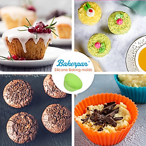 Bakerpan Silicone Muffin Cups - Reusable Cupcake Liners for Baking - Set of 24 Silicone Cupcake Molds - Premium Reusable Cupcake Liners for Baking