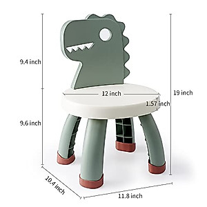 Toddler Chair,Plastic Kids Dino Chair,Sturdy Durable and Lightweight Toddler's Activity Chairs,Anti-Slip Ergonomic Design Kids Step Stool,Indoor or Outdoor Use for Boys Girls Aged 1+ (Green)