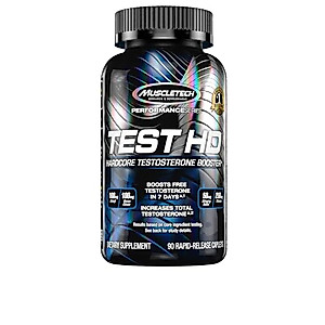 Testosterone Booster for Men MuscleTech Test HD Tribulus Terrestris for Men Max-Strength ATP & Test Booster for Men, Boost Free Testosterone Levels, 90 Pills