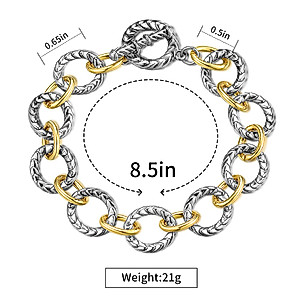Aprilery Wire Cable Bracelet for Women Circle Bangle Rolo Chain Link Bracelets Designer Inspire Silver and Gold Bracelets Gifts for Her