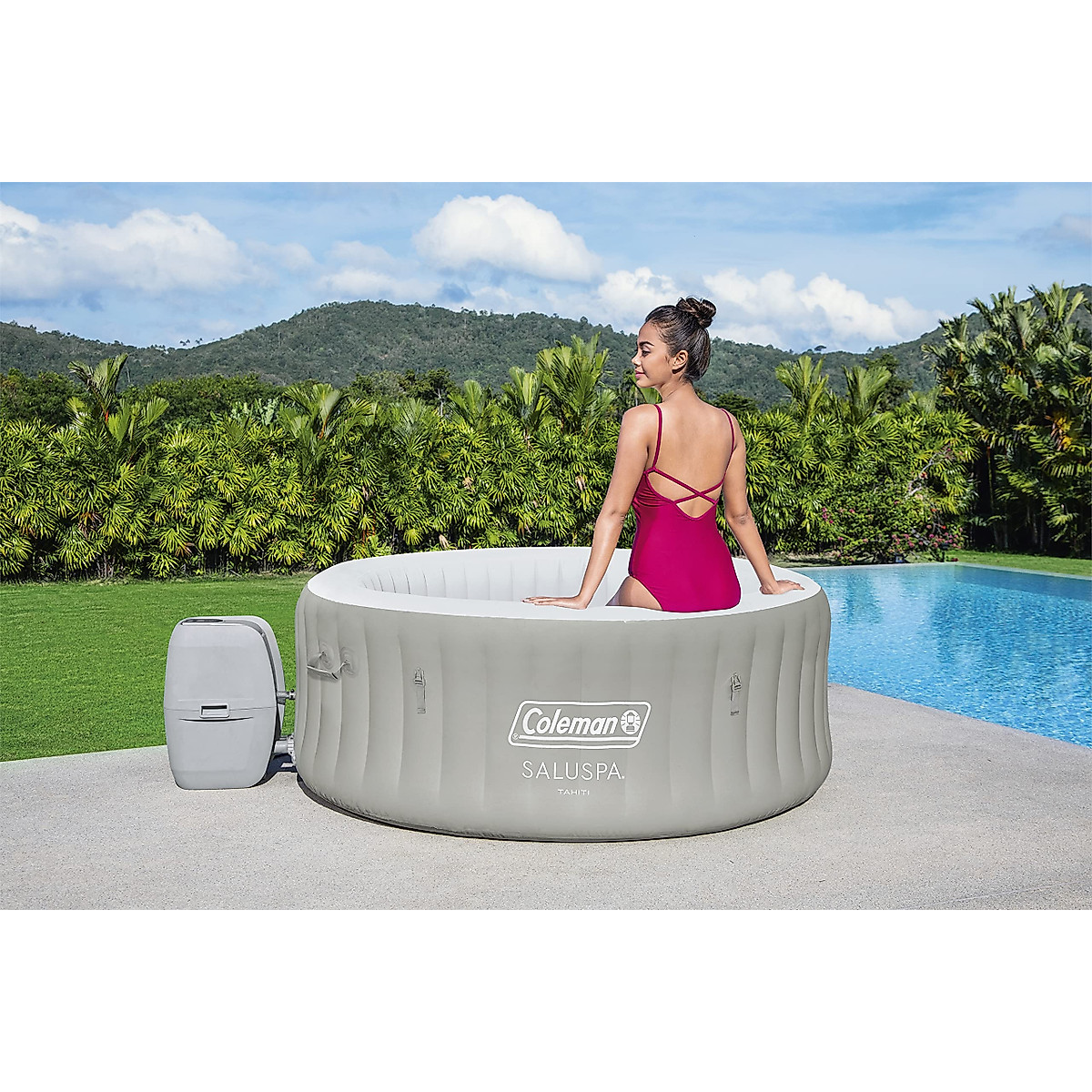 Coleman SaluSpa Tahiti Inflatable Hot Tub Spa, 2-4 Person AirJet Spa