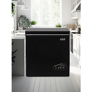 KRIB BLING 3.5 cu.ft Adjustable Thermostat Chest Freezer with Removable Storage Basket for House Kitchen Garage Basement Black