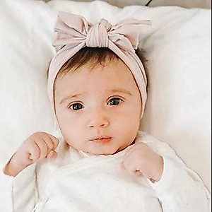 Ely's & Co. Bow Headband Set for Baby Girl 0-12 Months (Blush Pink, Tan & Ivory, 3 Pack)