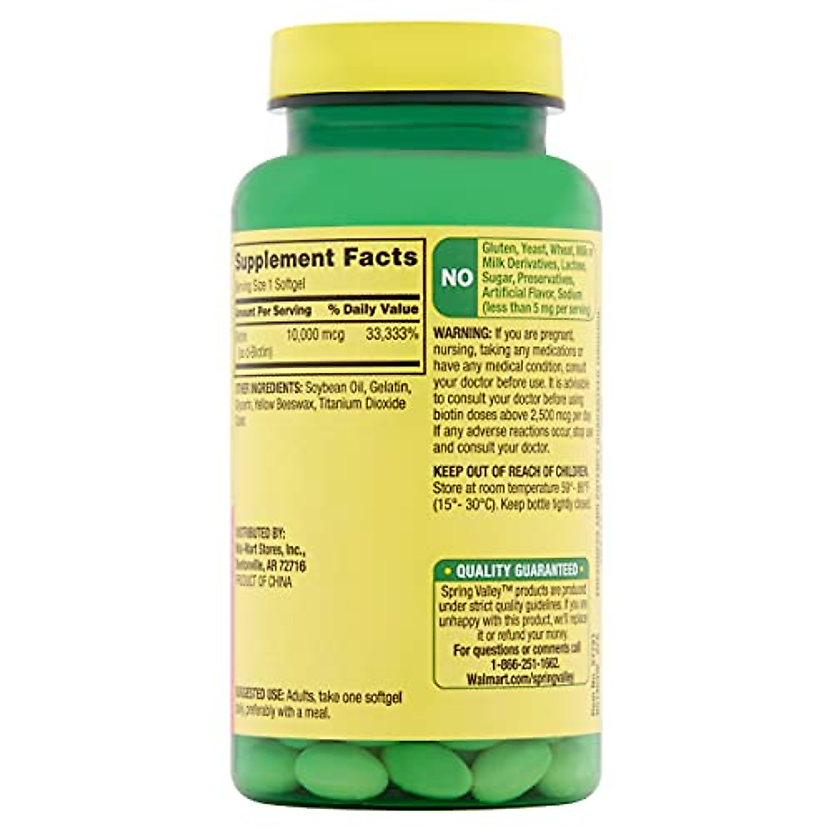 Spring Valley Biotin Dietary Supplement, 10,000 mg, 120 Softgels