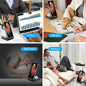 YOCUNKER Wireless Charger,3 in 1 Charging Station Dock for Watch 5/4/3/2/Active 2/1/Gear S3, S22 Ultra/S21/S20/S10/Note 20/Z Flip 4/Z Fold 4/3, Buds+/Pro/Live Black