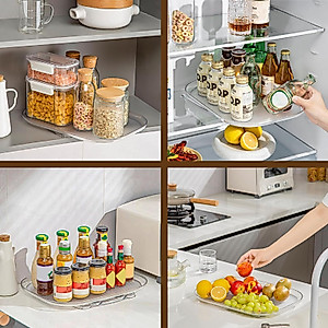Lazy Susan Turntable Organizer for Refrigerator, Clear Rectangular Fridge Organizer Storage, Lazy Susan for Cabinet, Table, Pantry, Kitchen, Countertop(Size:15.67 x 11.73 x 1.26 inches)