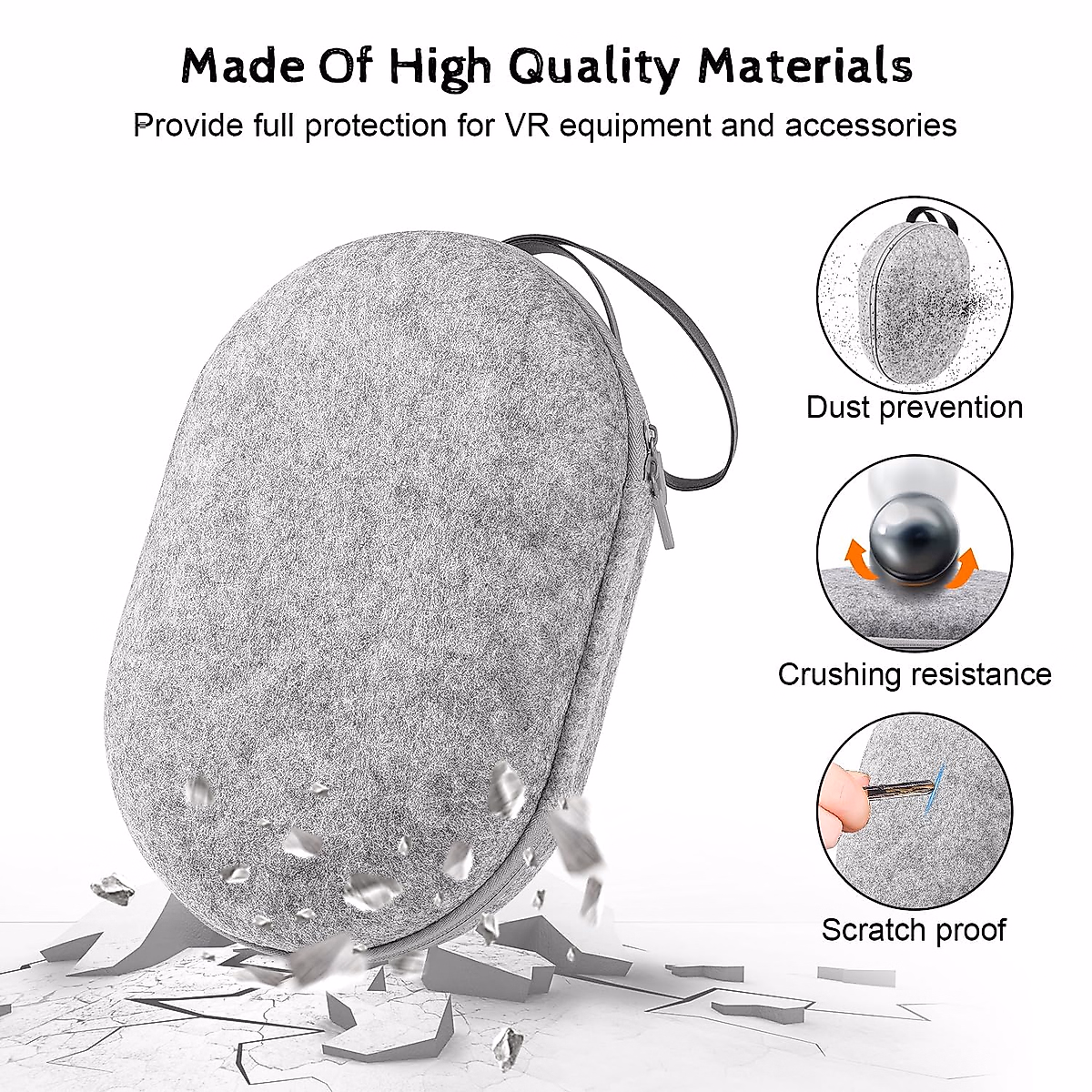 Tyasoleil Carrying Case, DESIGN for Apple Vision Pro, Meta Quest 3/3S, Handle Bag for Oculus Head Strap Touch Controller, Waterproof Portable Protection - Travel Pack Fit for Men Women (Grey)