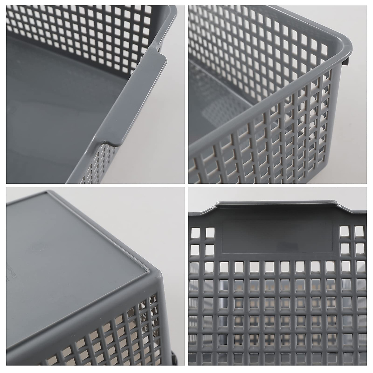 Joyeen 3 Packs Large Organizer Baskets Bins, Plastic Storage Basket (Grey)