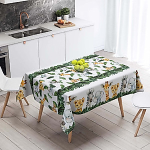 Yuzioey 3 Pack Jungle Safari Tablecloths Wild Animals Table Cover, Safari Baby Shower Decorations, 108" x 54" Wild One Birthday Party Supplies