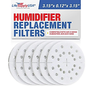 LifeSupplyUSA Humidifier Filter Replacement Anti-Mineral Pad Compatible with Air-O-Swiss Humidifier, AOS A451 S450 (6-Pack)