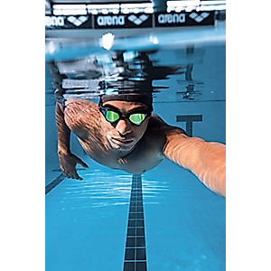 Arena Unisex Adult Cobra Tri Swimming Goggles for Triathlon and Fitness Swipe Anti-Fog Wide Vision Mirror Lens, Yellow Copper/Black