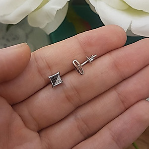 Dazzlingrock Collection 0.10 Carat (ctw) White & Black Round Diamond Micro Pave Setting Kite Shape Stud Earrings 1/10 CT, Sterling Silver