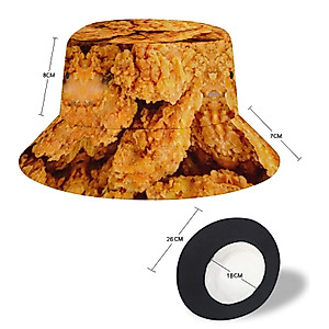 Food Fried Chicken Bucket Hats Unisex Washed Cotton Lightweight Outdoor Summer Beach Sun Hats Men Women Bucket Hat for Travel