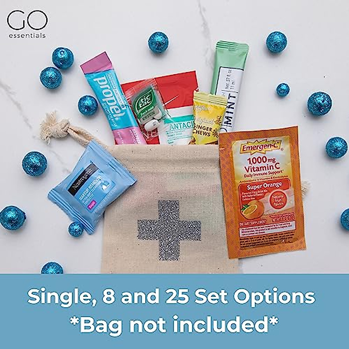 Party Favor Celebration Supplies (8 Sets) Perfect for Bachelorette Party Supplies, 21st Birthday party favor, Wedding Bags, Relief Kits - Includes Electrolytes, Caffeine, Mouthwash