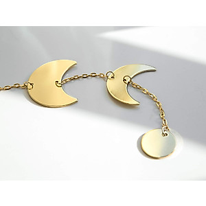 Mkono Moon Phase Wall Hanging Metal Boho Home Decor Vertical Chic Moon Garland for Dorm Nursery Bedroom Living Room Apartment Office, Decorative Wall Art Gift for Girls Mom, Gold